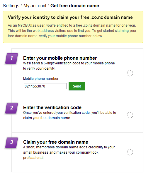Registering domain names (New Zealand) - Support Notes: MYOB Atlas ...