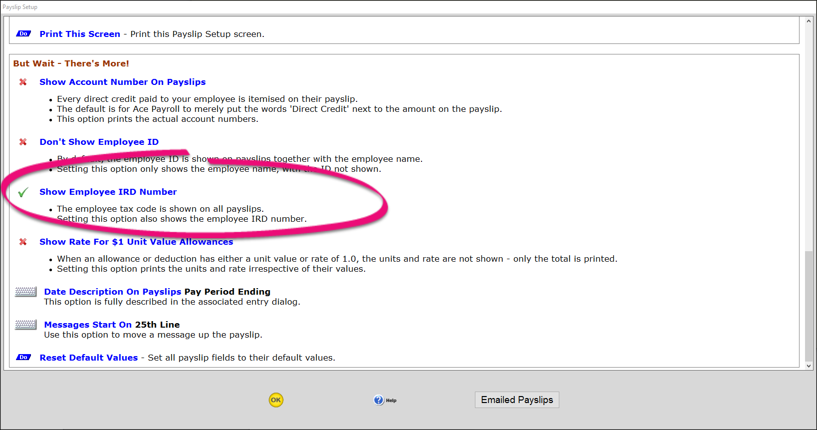 Show IRD numbers on payslips - Ace Payroll - MYOB Help Centre