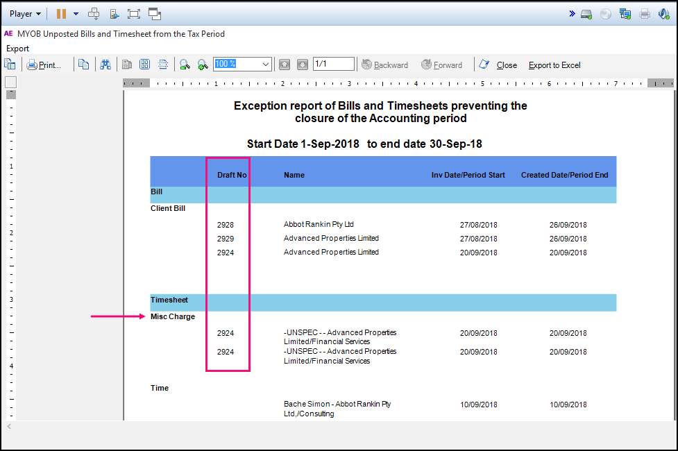 Exception report when closing a period (AE) - PS Help: Practice Manager ...