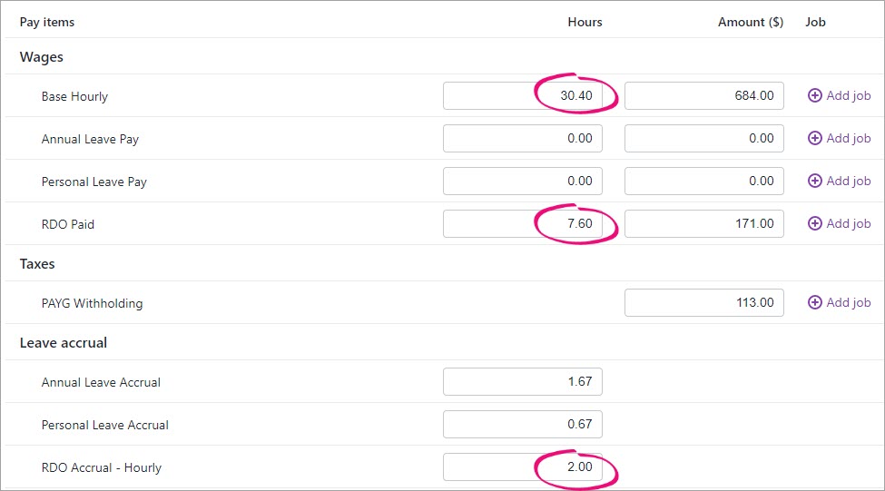 Rostered days off (RDOs) - MYOB Business - MYOB Help Centre