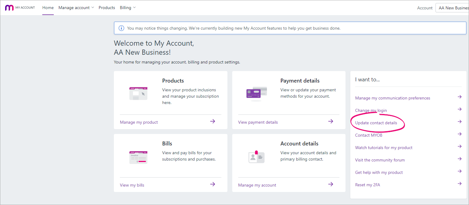 MYOB subscription, invoices and payment details - MYOB Business - MYOB ...
