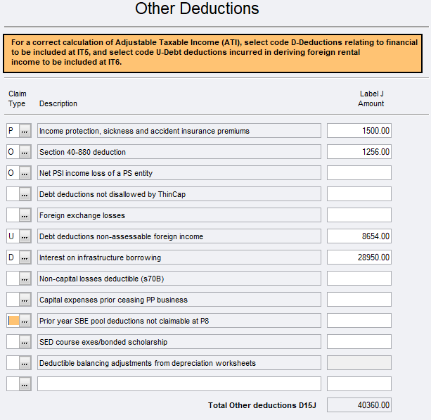 Other deductions worksheet (ode) - PS Help Tax Australia 2021 - MYOB ...